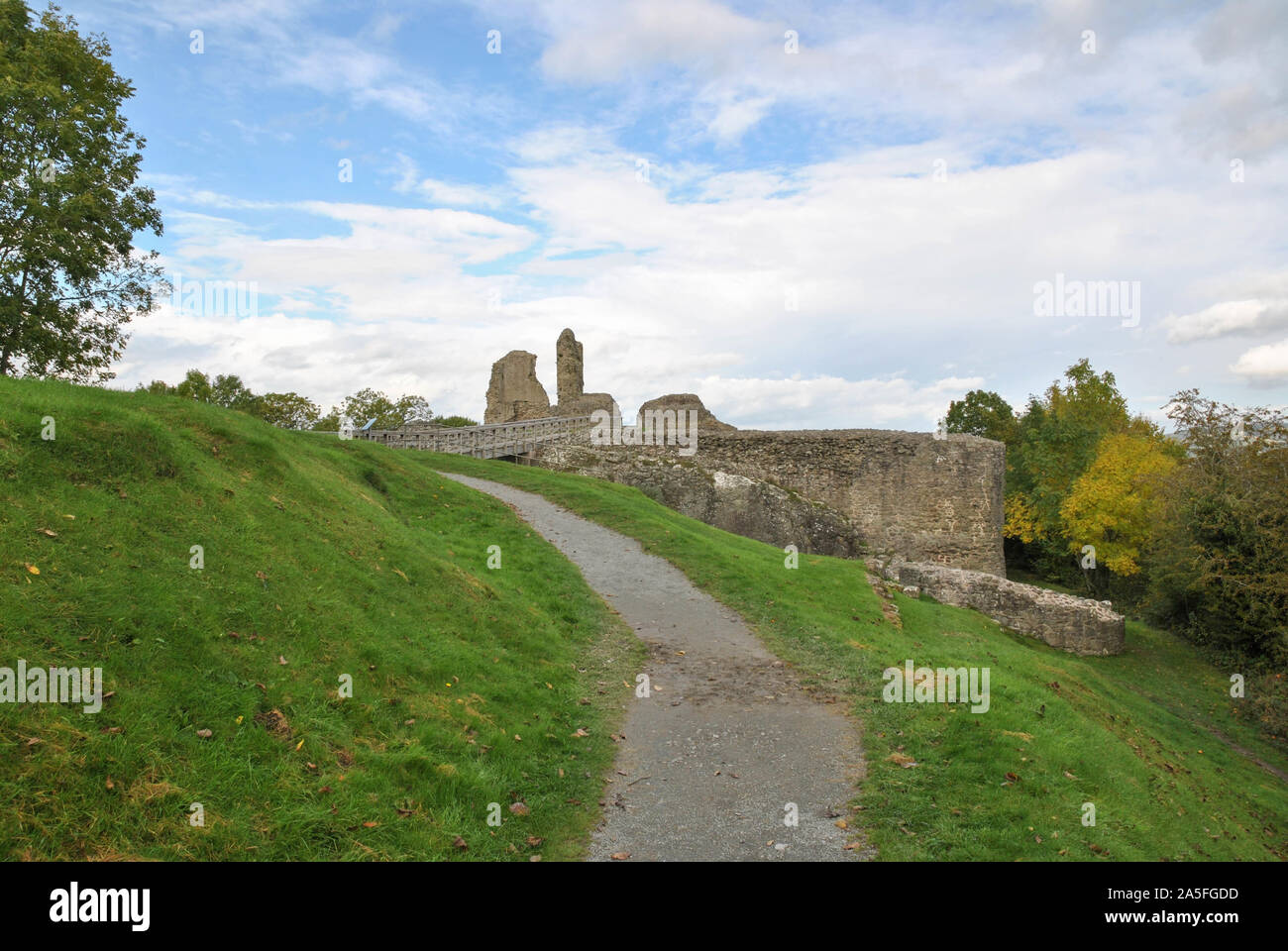 Montgomery Castle is a stone masonry castle looking over the town of ...