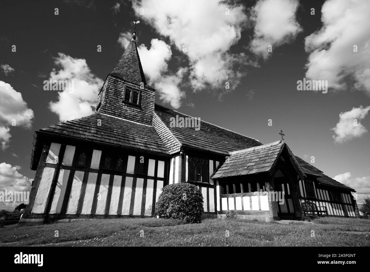 Medieval church with timber frame construction hi-res stock photography ...