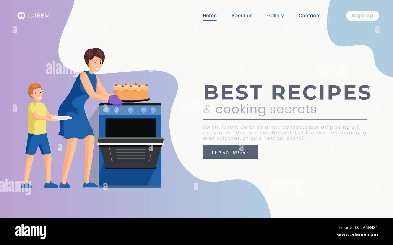 Best recipes landing page vector template. Culinary tutorials website ...