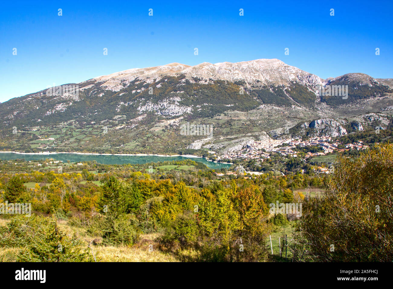 The village of Barrea and Barrea lake in Abruzzo region, Italy Stock ...