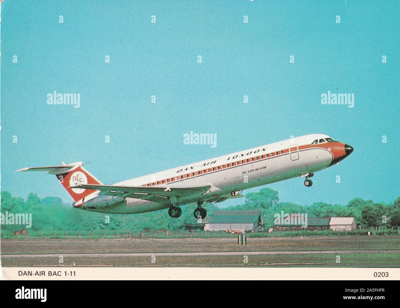 Vintage colour postcard of Dan-Air Bac 1-11 - 1970s Aviation History ...