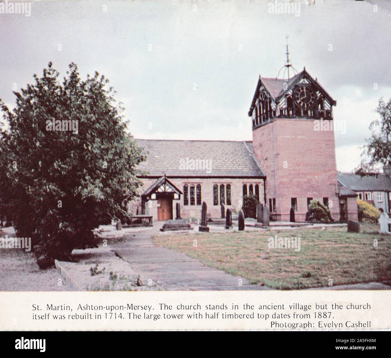 Vintage 1970s colour postcard of St. Martin Church, Ashton-upon-Mersey ...