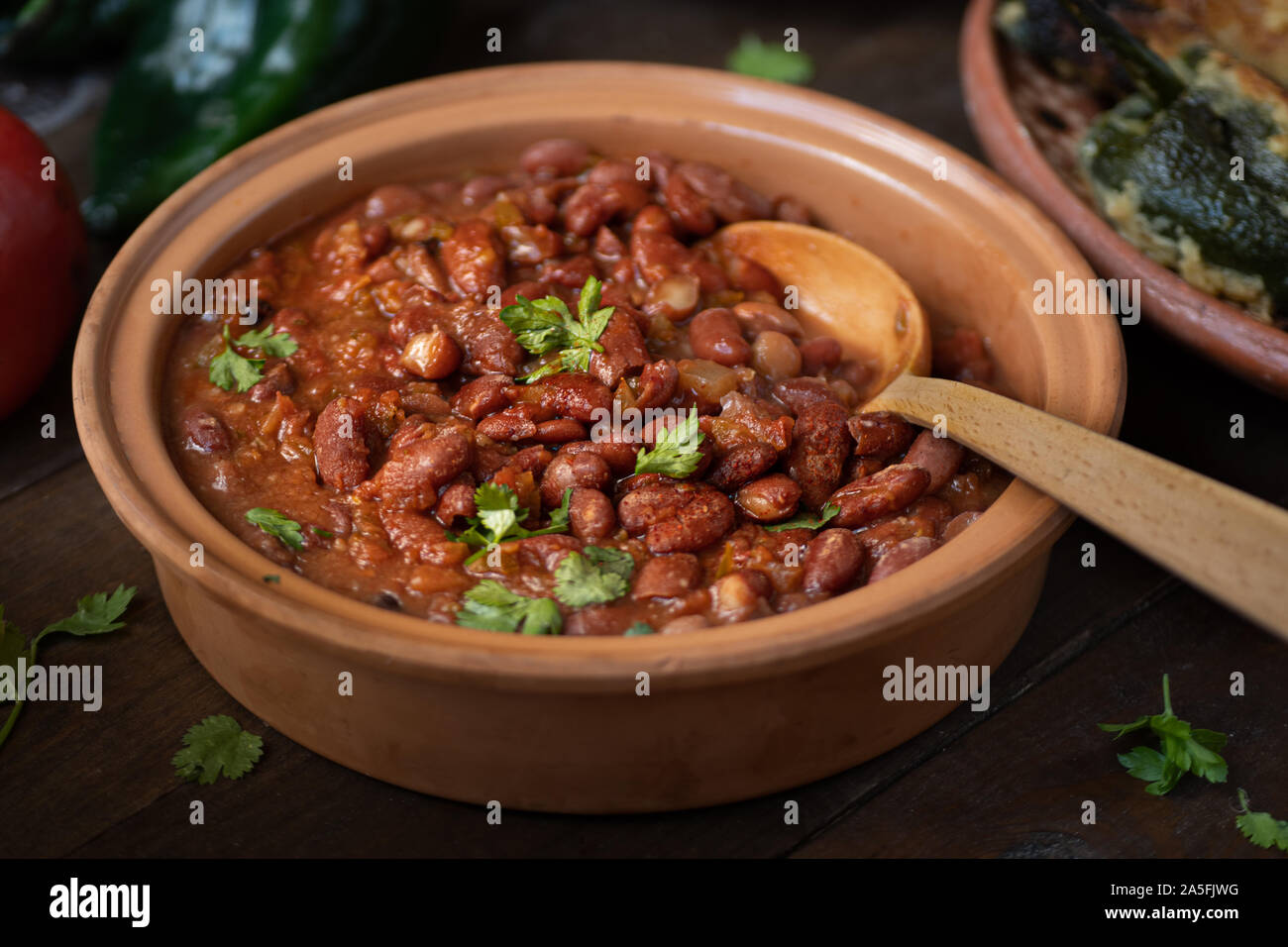 Mexican hot beans in savory sauce Stock Photo - Alamy