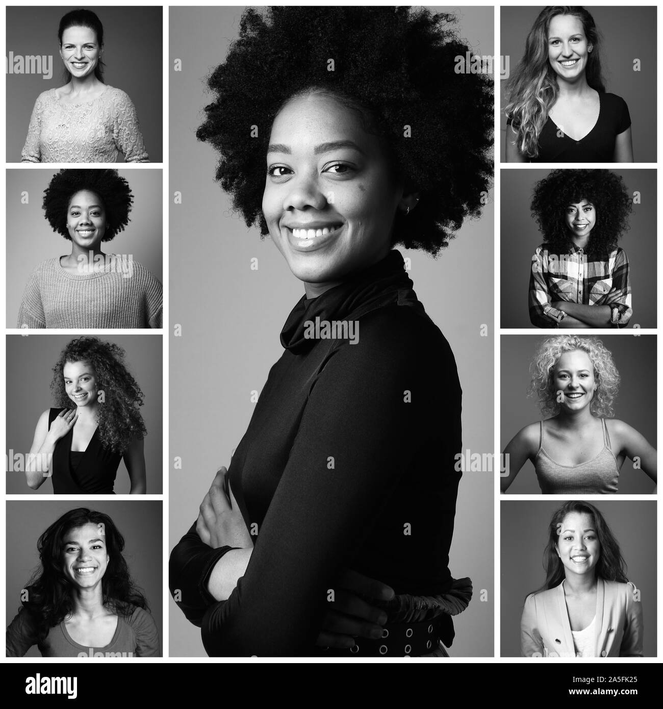 Group of beautiful Multiracial power women together Stock Photo - Alamy