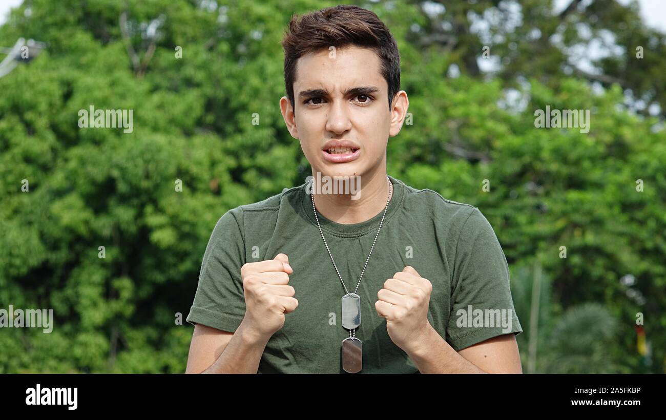Stressed Handsome Male Soldier Stock Photo - Alamy