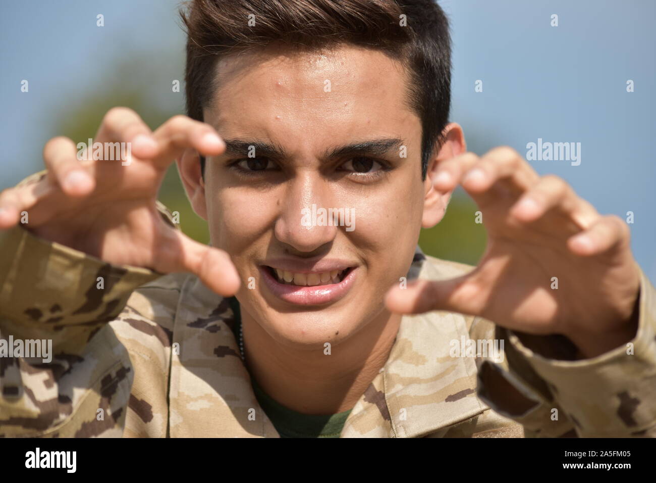 Scary Male Soldier Stock Photo - Alamy