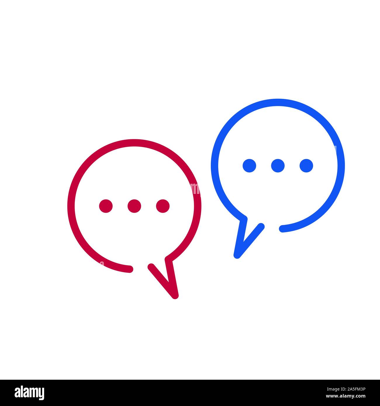Two linear Dialog chat Speech bubbles with three dots in red and blue colors. Stock vector ...
