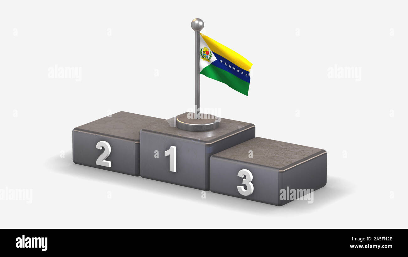 Apure 3D waving flag illustration on winner podium with three rank ...
