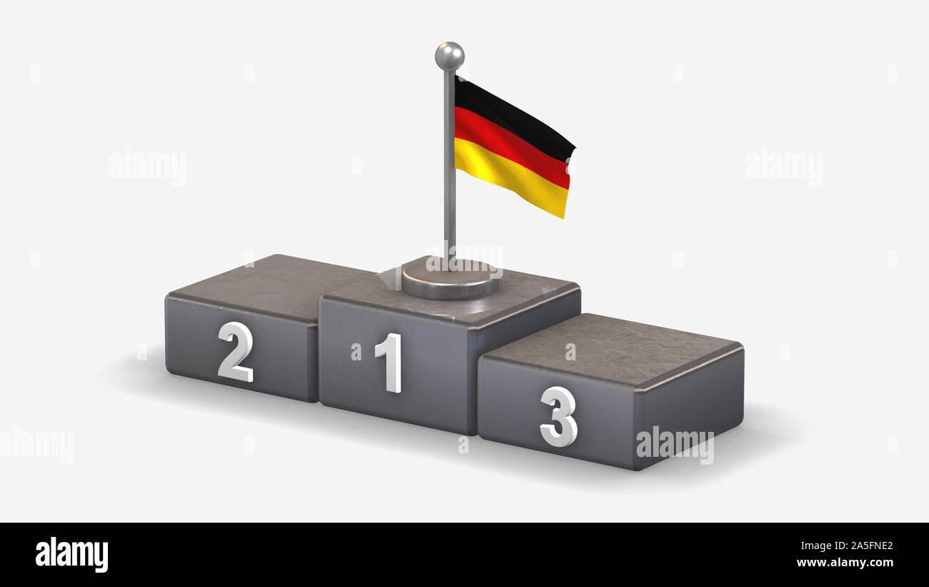 Germany 3D waving flag illustration on winner podium with three rank ...