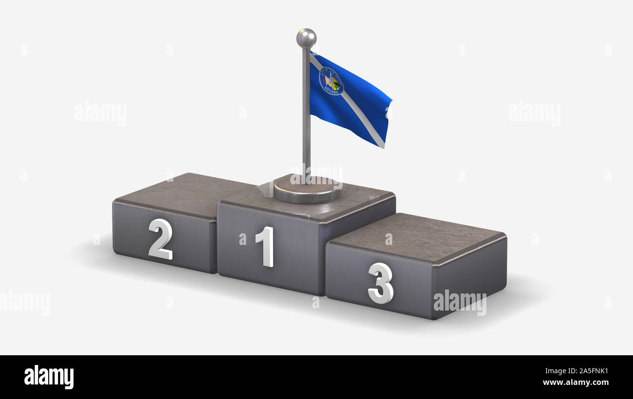 Las Vegas Nevada 3D waving flag illustration on winner podium with ...
