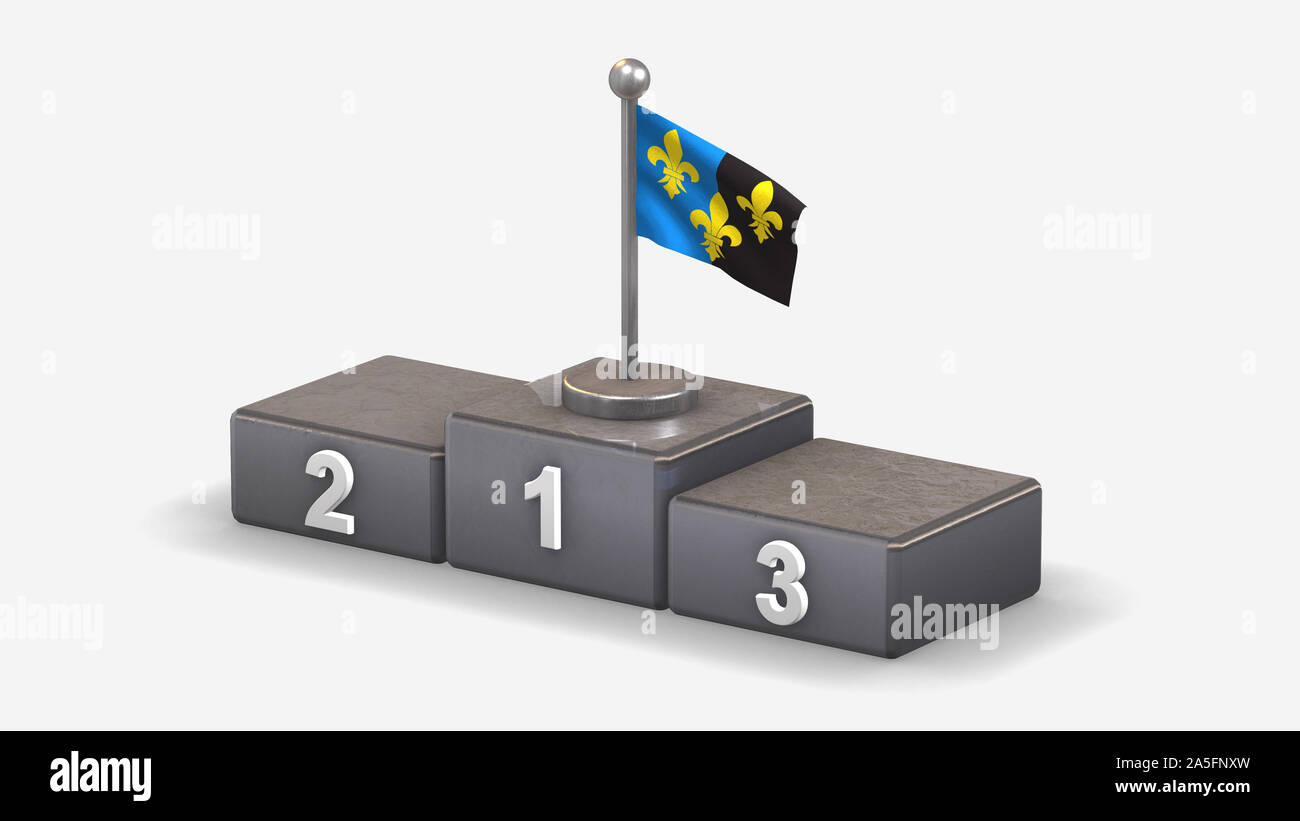 Monmouthshire 3D waving flag illustration on winner podium with three ...