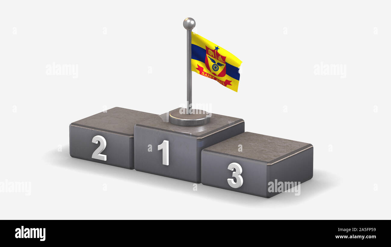 St. Paul Minnesota 3D waving flag illustration on winner podium with ...