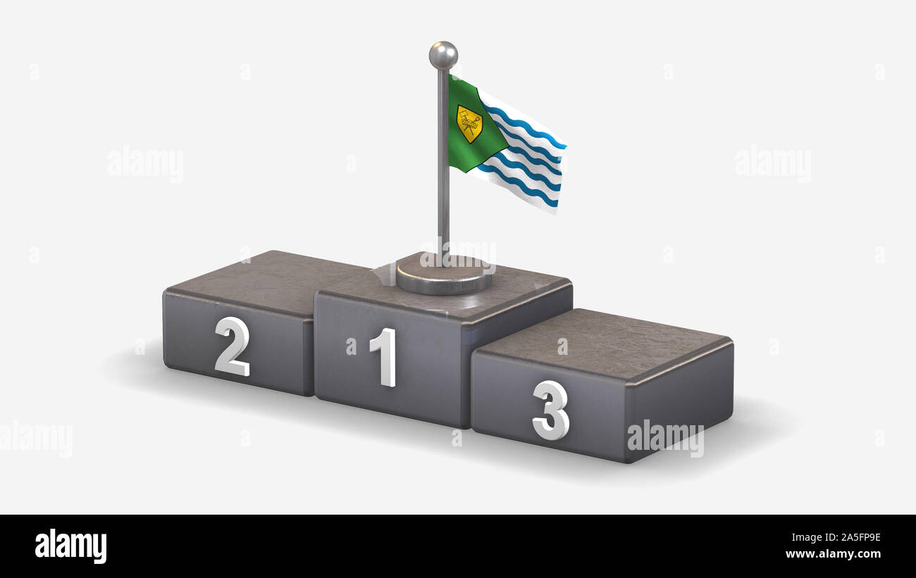 Vancouver 3D waving flag illustration on winner podium with three rank ...