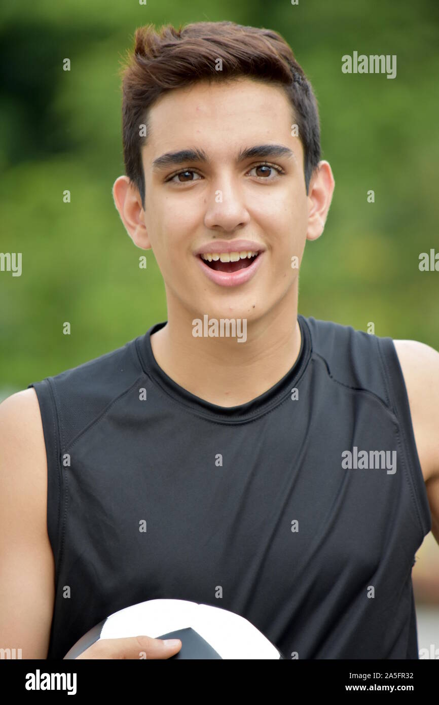 Smiling Hispanic Male Soccer Player Stock Photo - Alamy