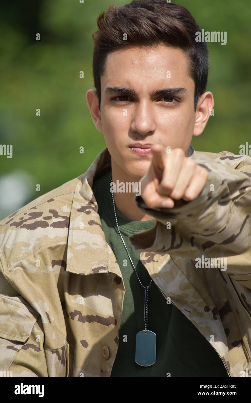 Male Soldier Pointing Stock Photo - Alamy