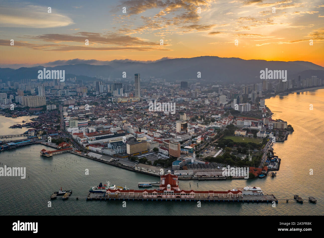 Aerial view of Swettenham Pier, George Town, Penang, Malaysia Stock ...