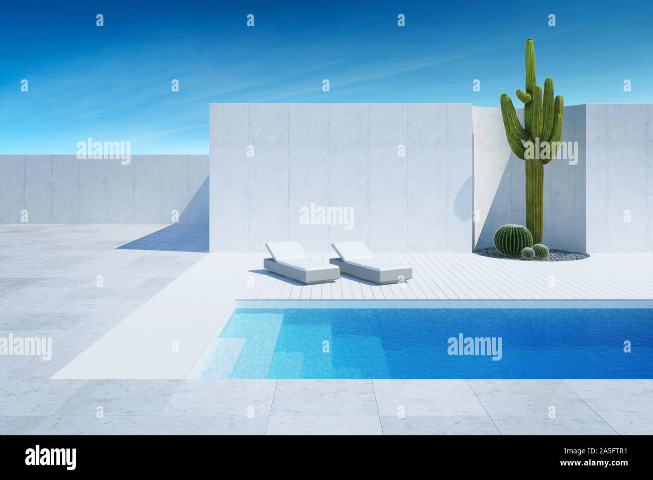 luxury modern backyard with a swimming pool, 3d rendering Stock Photo ...