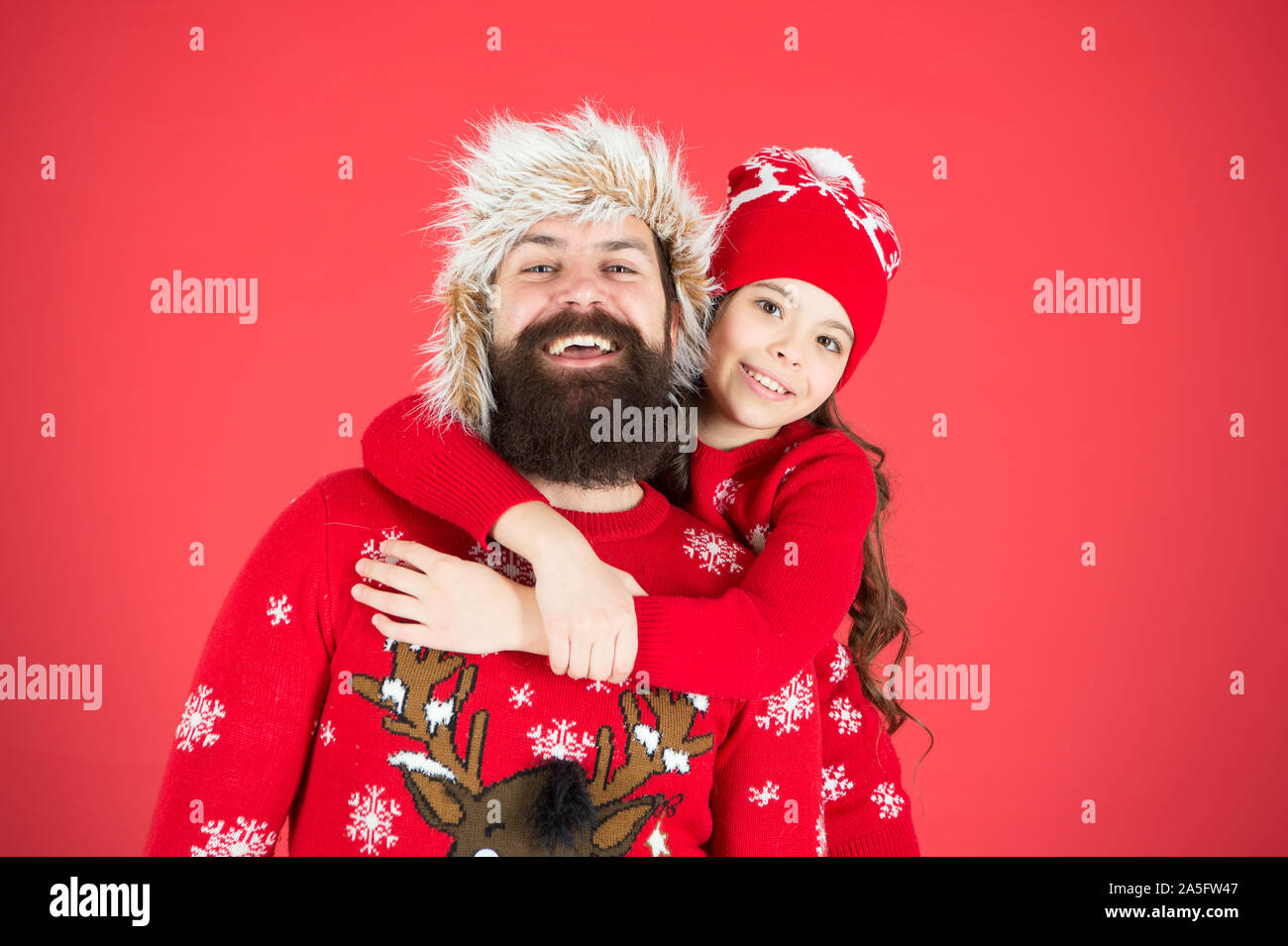 Christmas is coming. small girl love father man. xmas morning. dad and ...