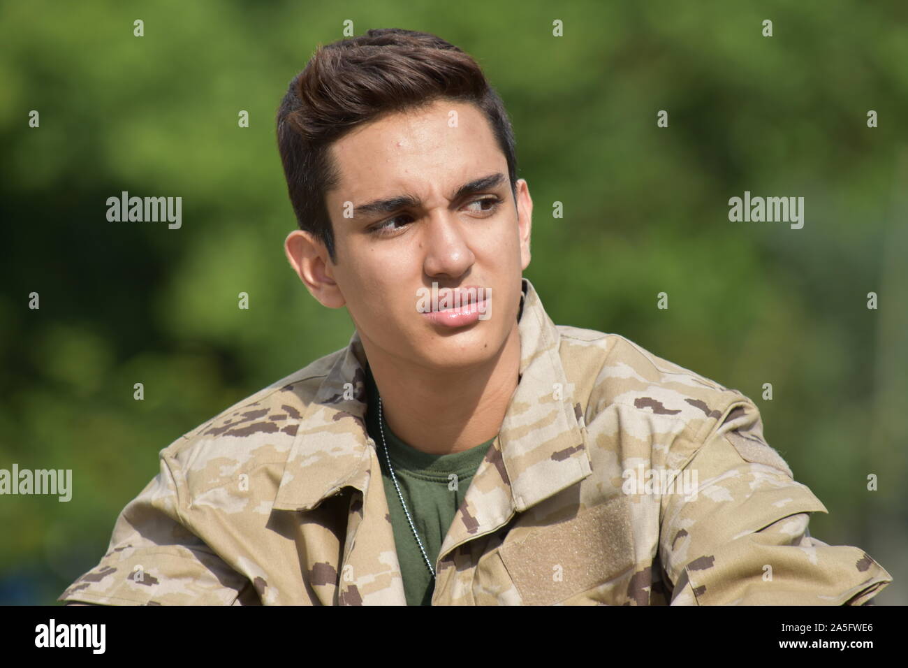 Confused Army Male Soldier Stock Photo - Alamy