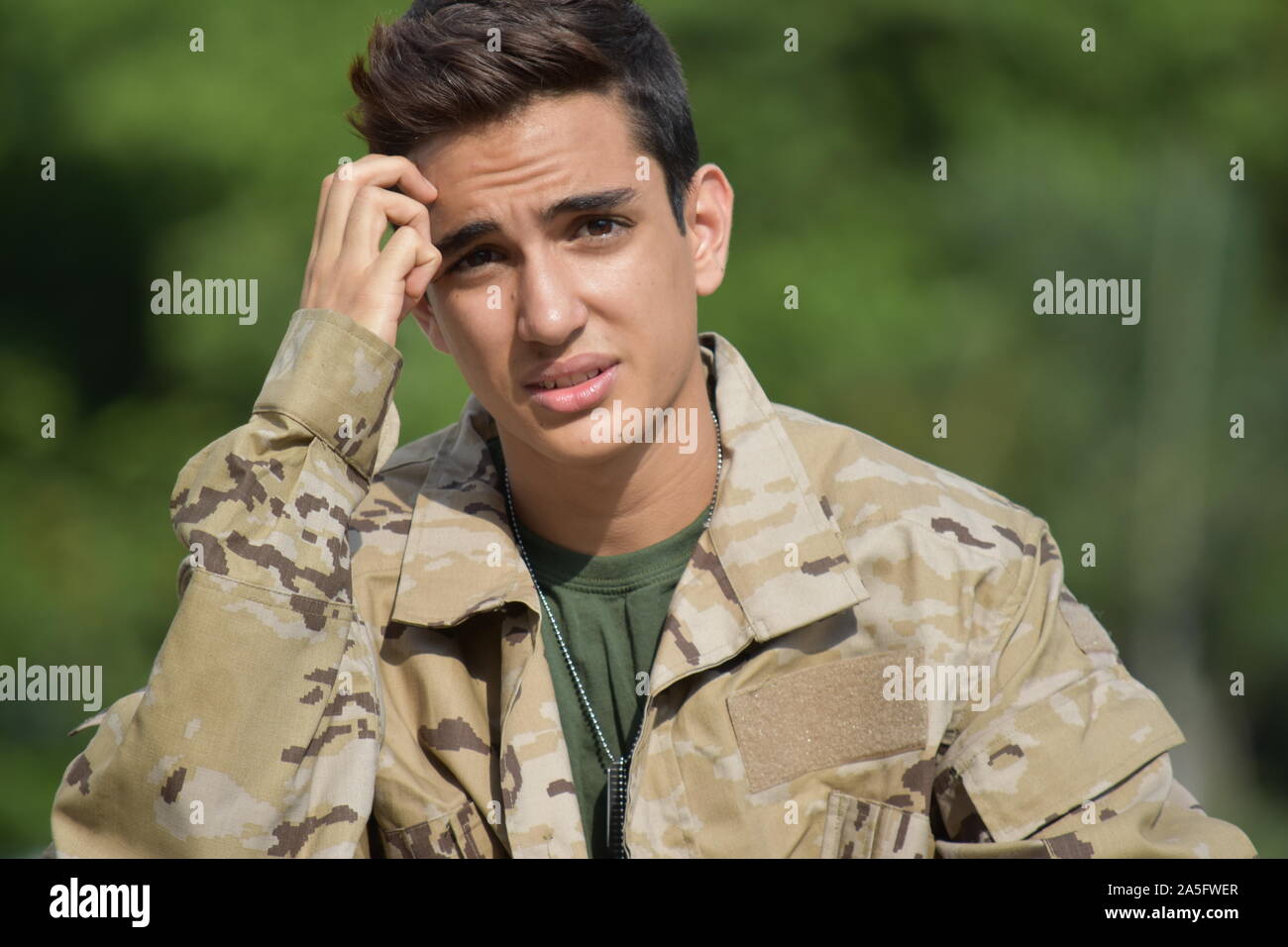 Confused Diverse Male Soldier Stock Photo - Alamy