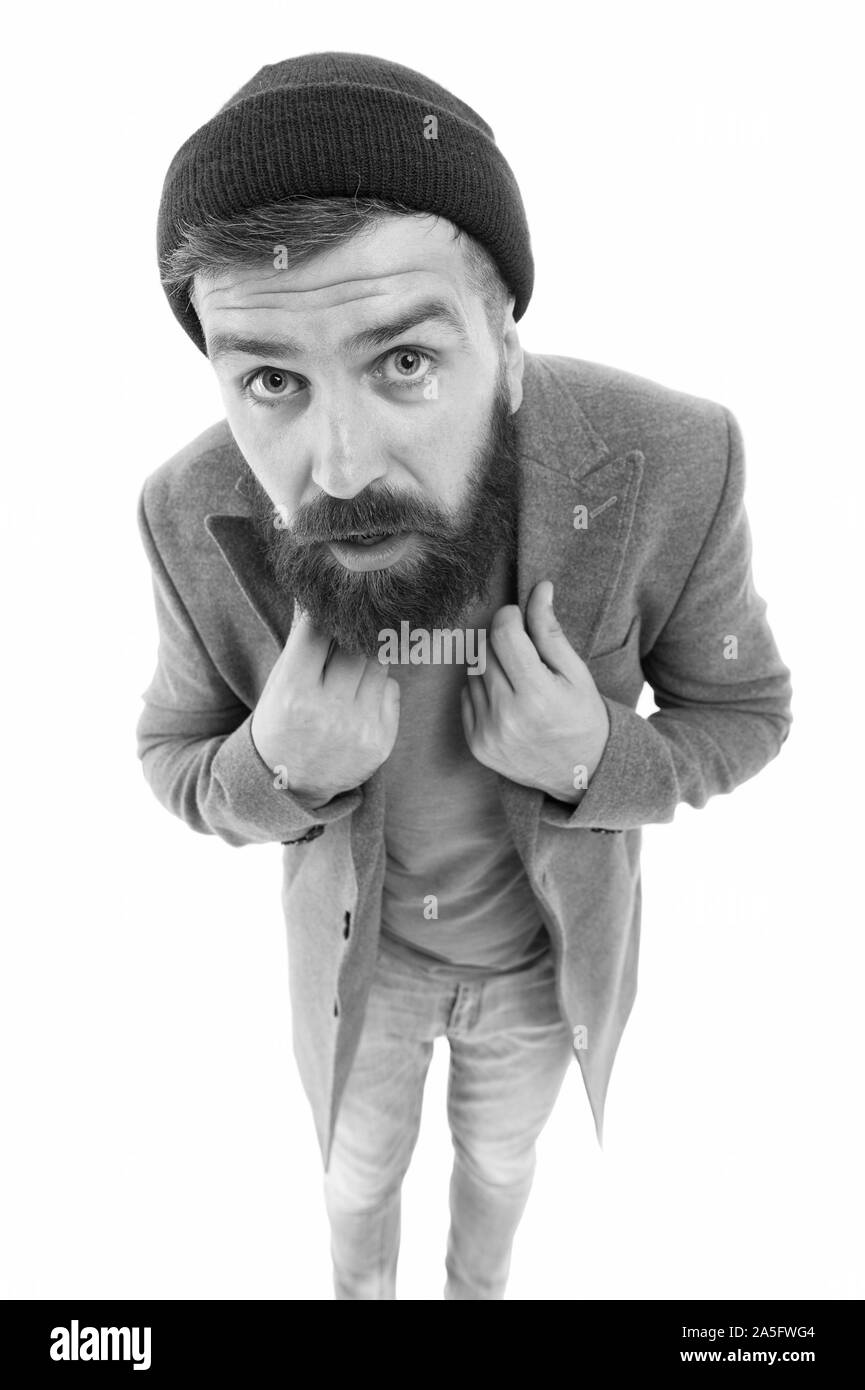 Dressing with style. Trendy hipster with mustache and beard in brutal ...