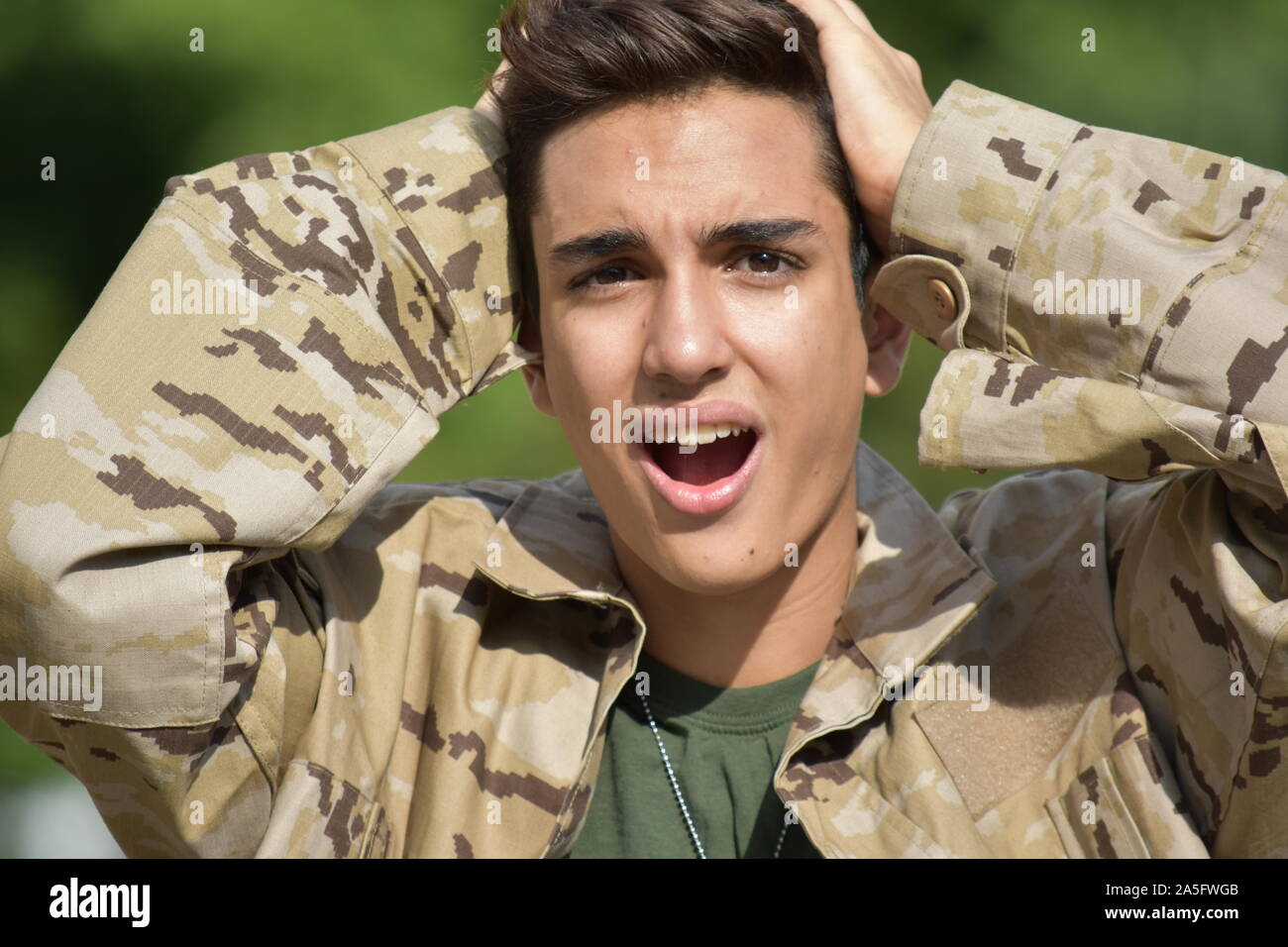 Surprised Good Looking Male Soldier Stock Photo - Alamy