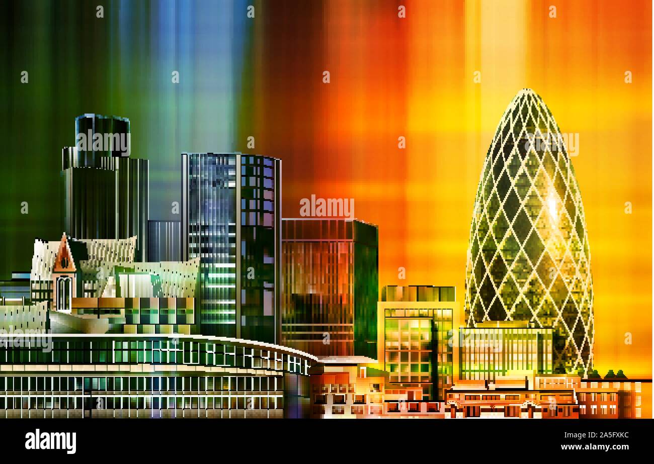 abstract bright color background with panorama of London Stock Vector ...
