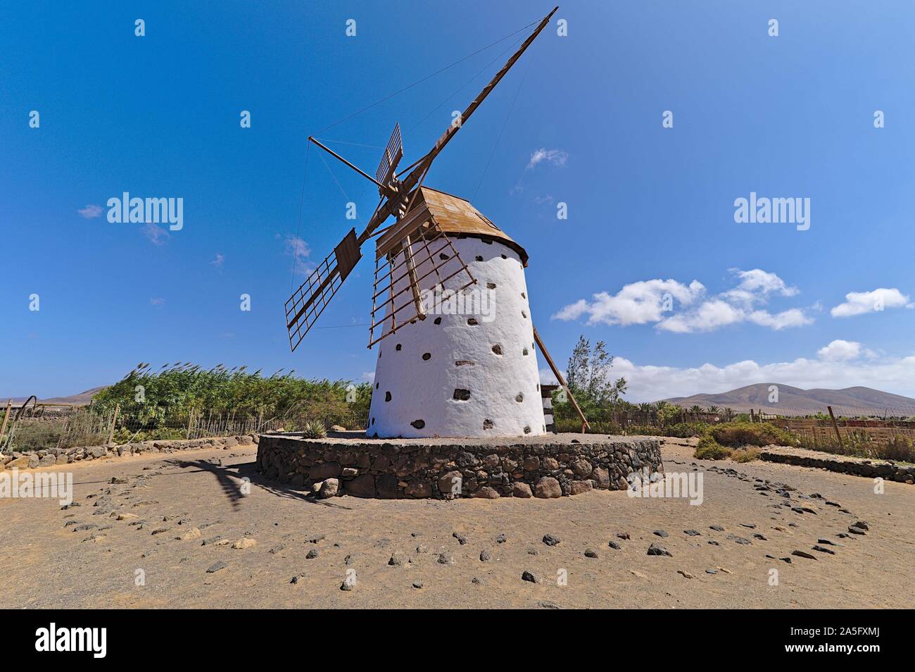 Traditional windmill on Fuerteventura with windmill sail Stock Photo ...