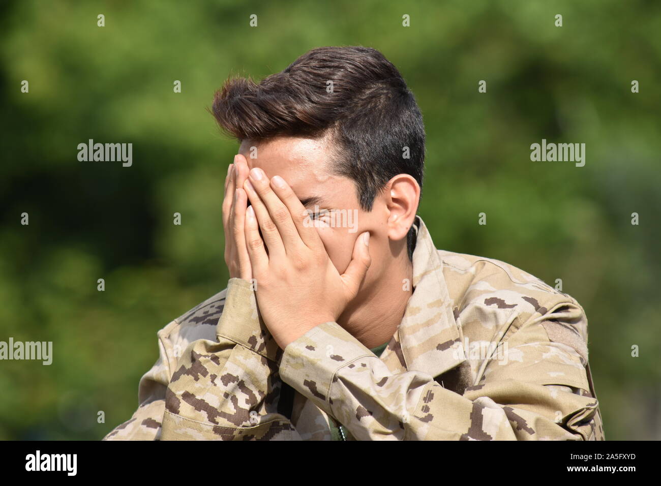 An Enlisted Male Soldier And Depression Stock Photo - Alamy