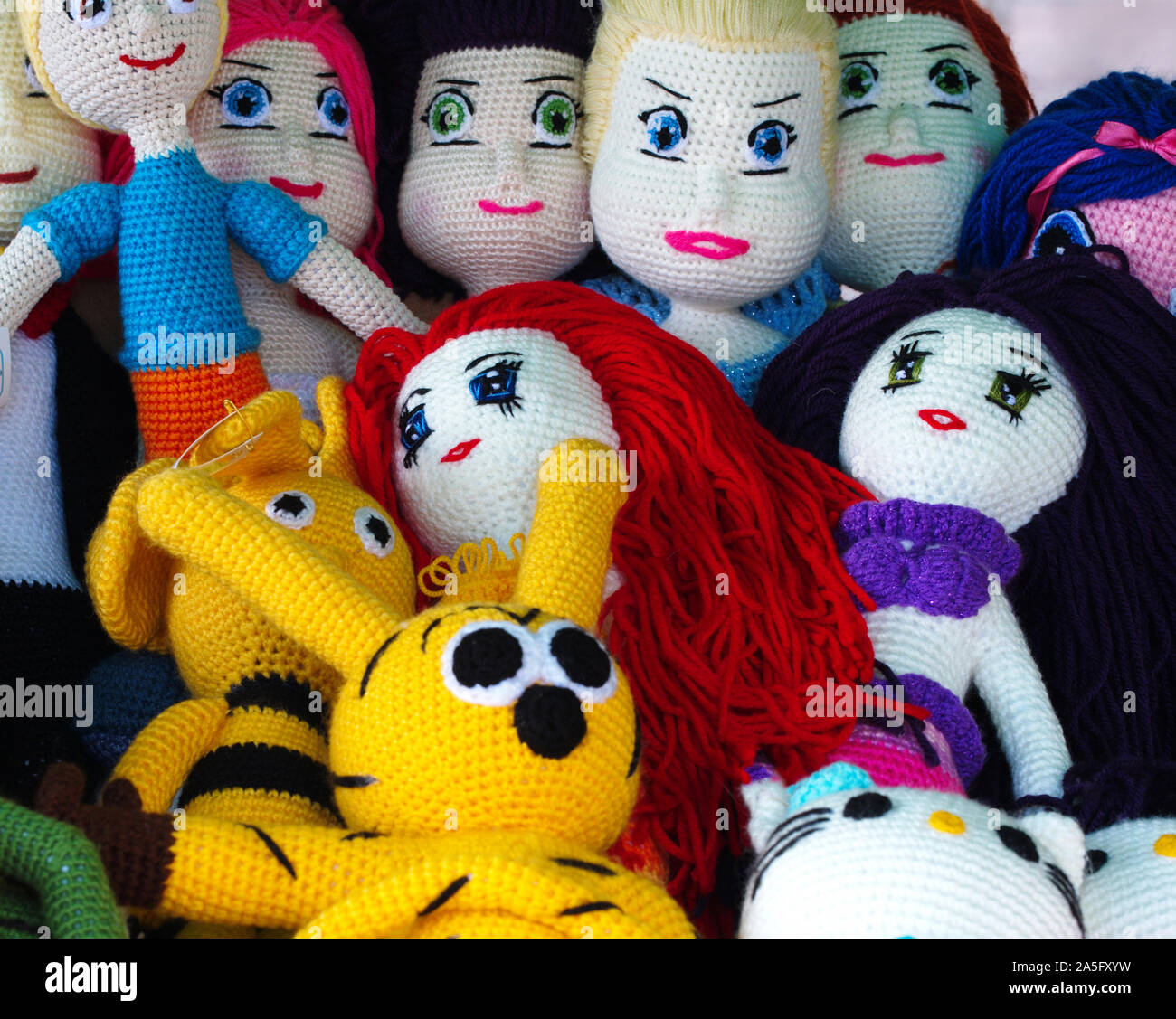 amigurumi toy doll. Knitting needles and frequent needle technique ...