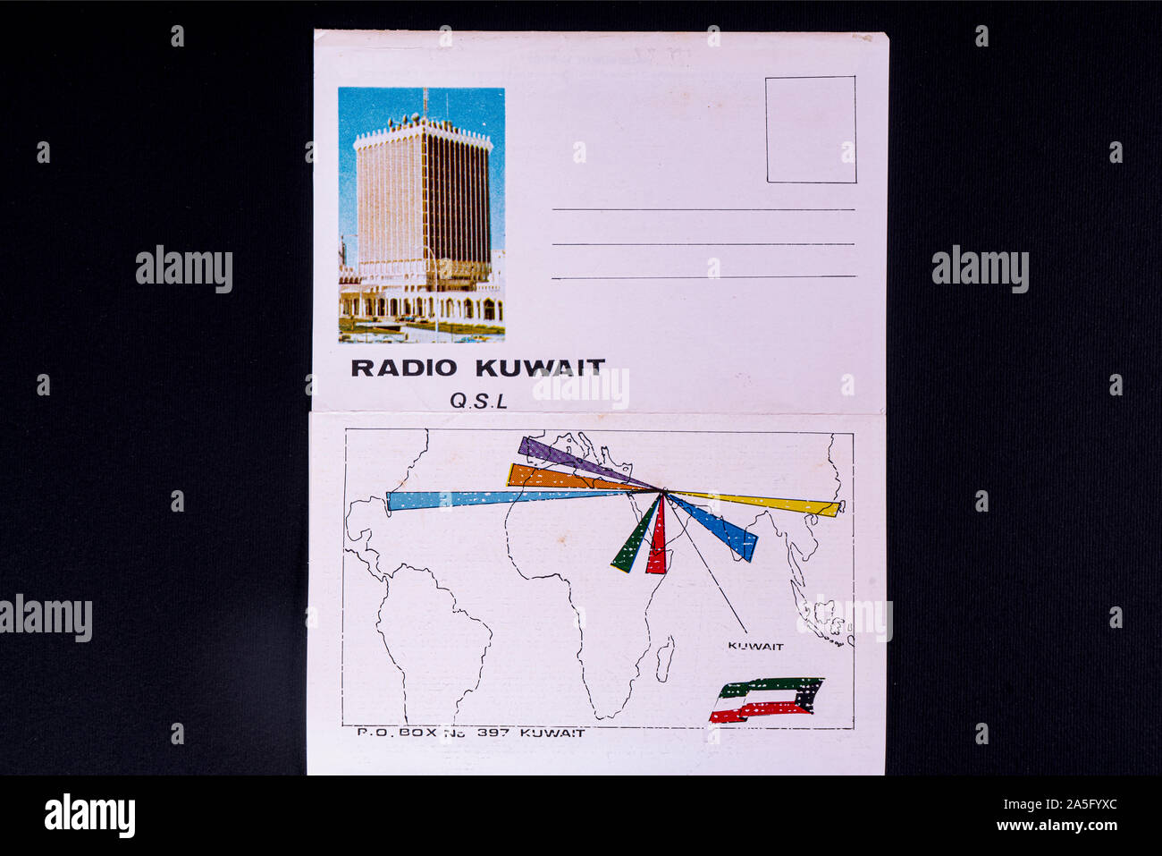 a QSL card of Radio Kuwait station Stock Photo - Alamy