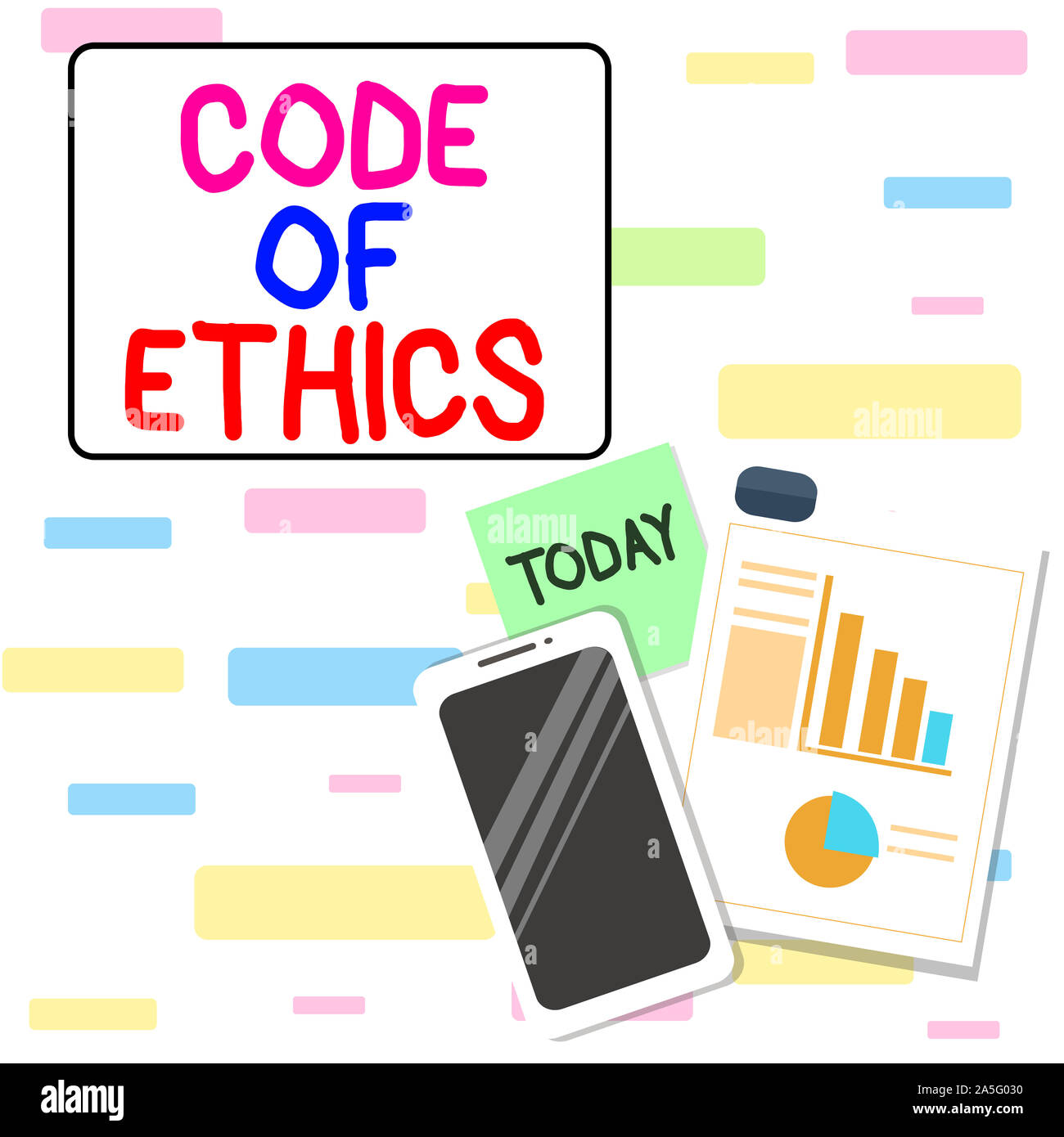 Writing note showing Code Of Ethics. Business concept for basic guide ...