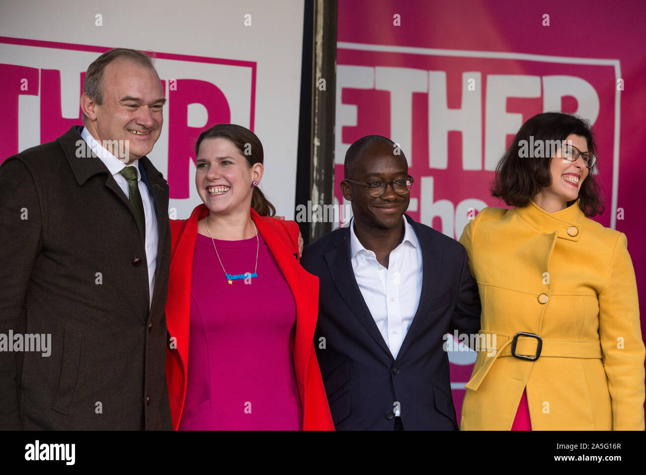 London, UK. 19 October, 2019. Deputy Leader Sir Ed Davey MP, Leader Jo ...