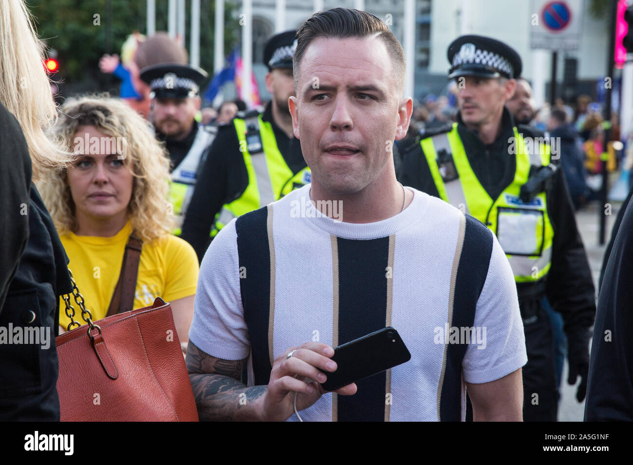 London, UK. 19 October, 2019. Daniel Thomas, aka Danny Tommo, a far ...