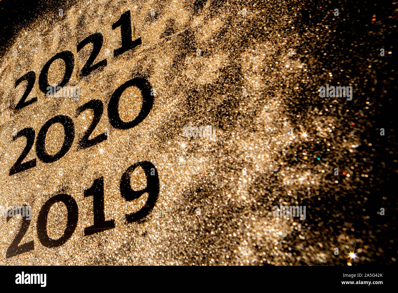 Beautiful sparkling Golden Numbers of 2019 to 2020 on black background ...