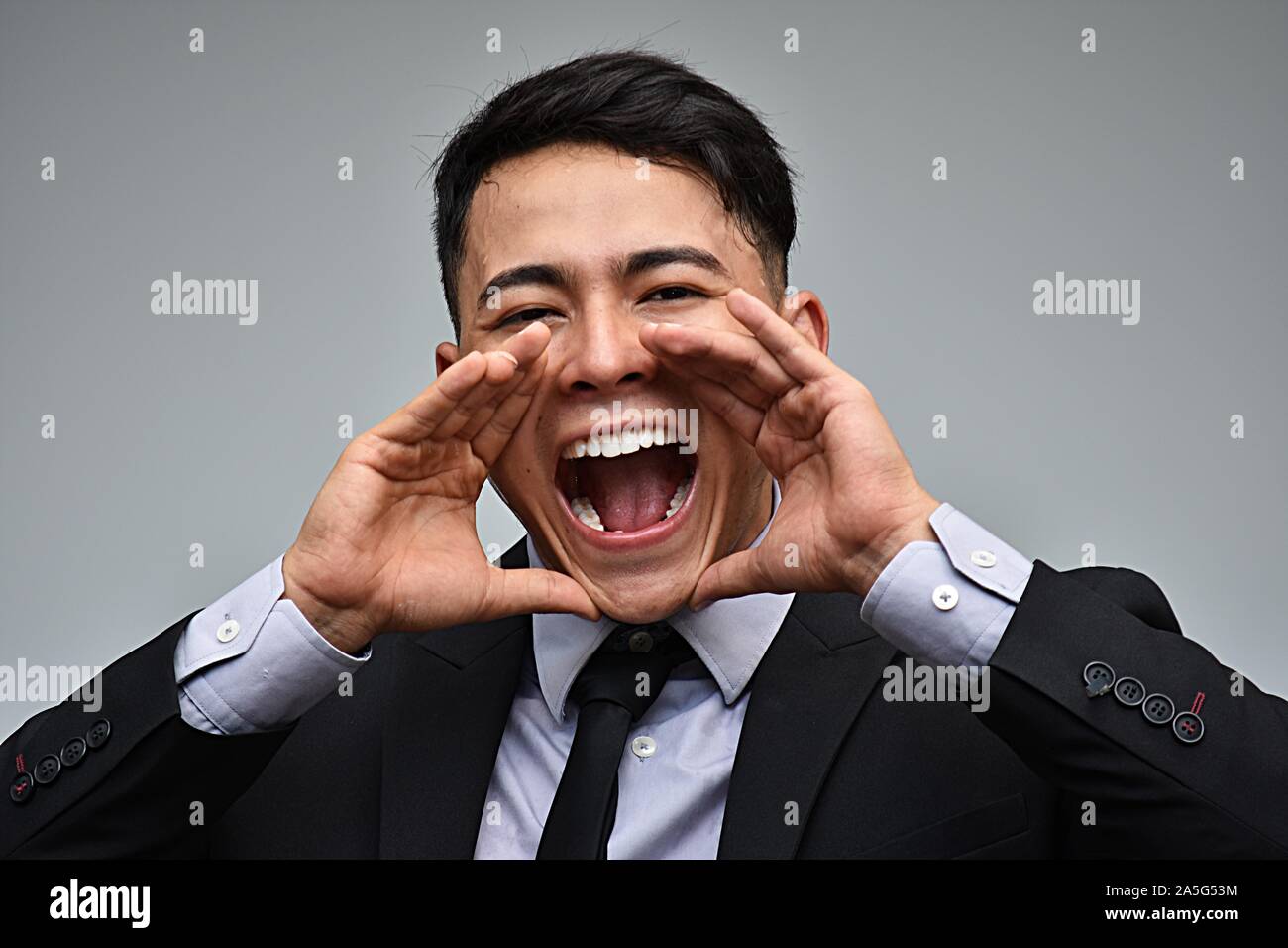 An Adult Business Man Shouting Stock Photo - Alamy