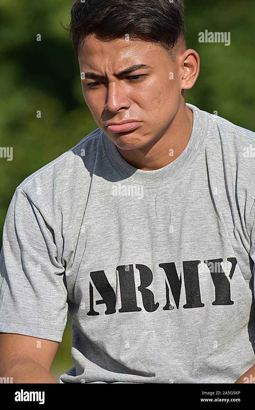 Sad Adult Male Army Soldier Stock Photo - Alamy