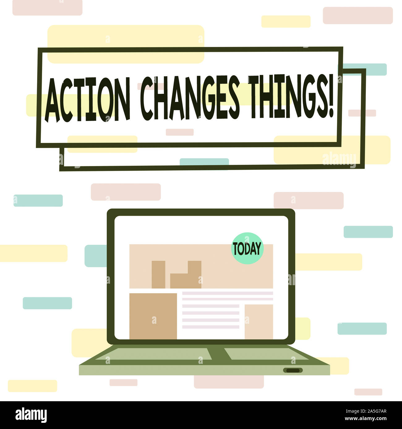 Writing note showing Action Changes Things. Business concept for start ...