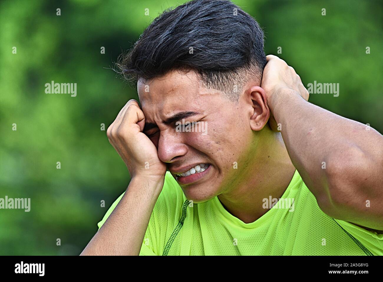 Crying Fitness Male Athlete Stock Photo - Alamy