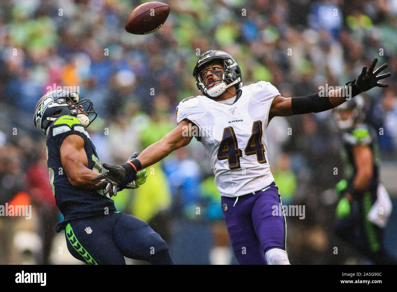 Seattle, WA, USA. 20th Oct, 2019. Baltimore Ravens cornerback Marlon ...
