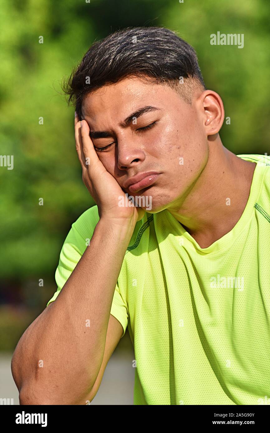 Tired Adult Male Athlete Stock Photo - Alamy