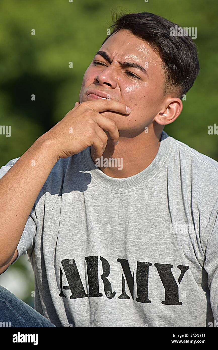 An Adult Male Army Soldier Thinking Stock Photo - Alamy