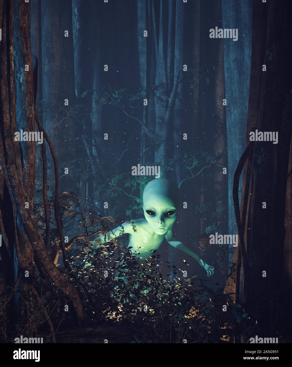 Alien in forest illustration hi-res stock photography and images - Alamy