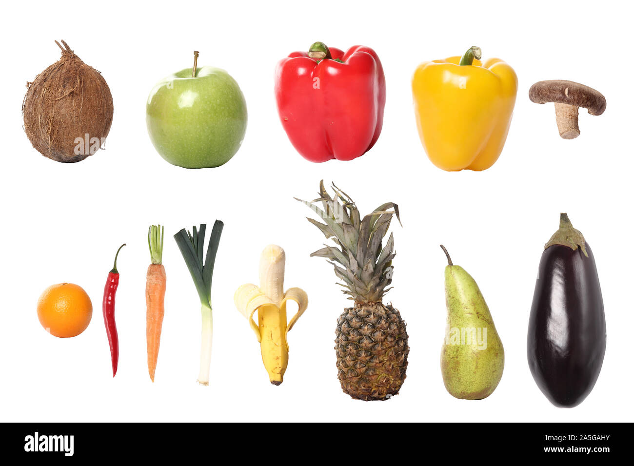 Lovely healthy fruit and vegetables isolated together Stock Photo - Alamy