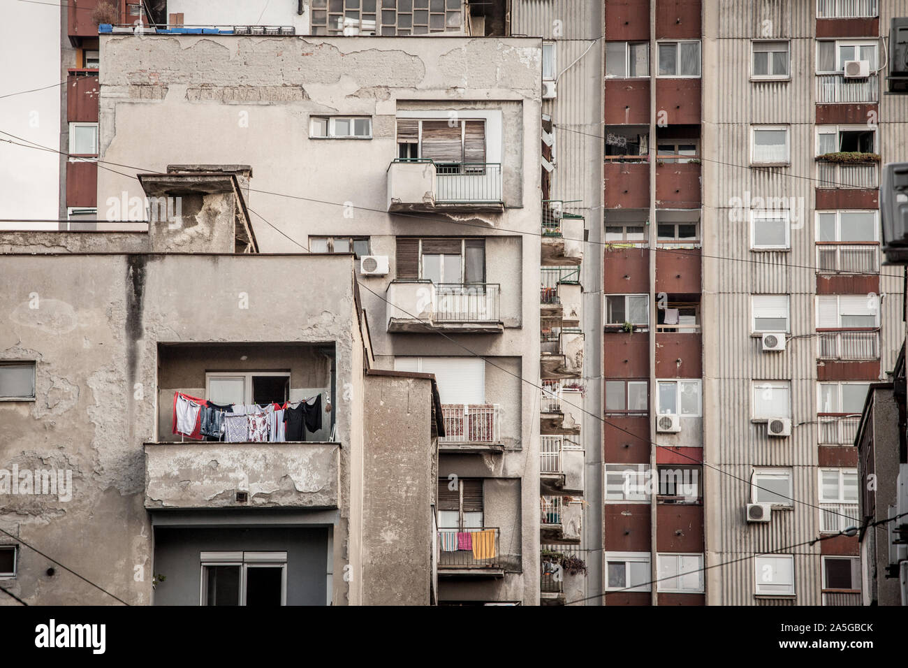 Communist housing buildings, in a decay and diplapidated condition in ...