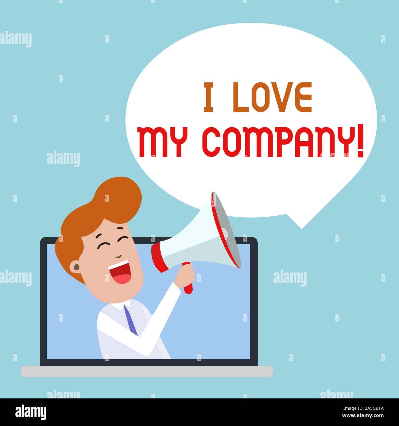 Writing note showing I Love My Company. Business concept for tell why ...
