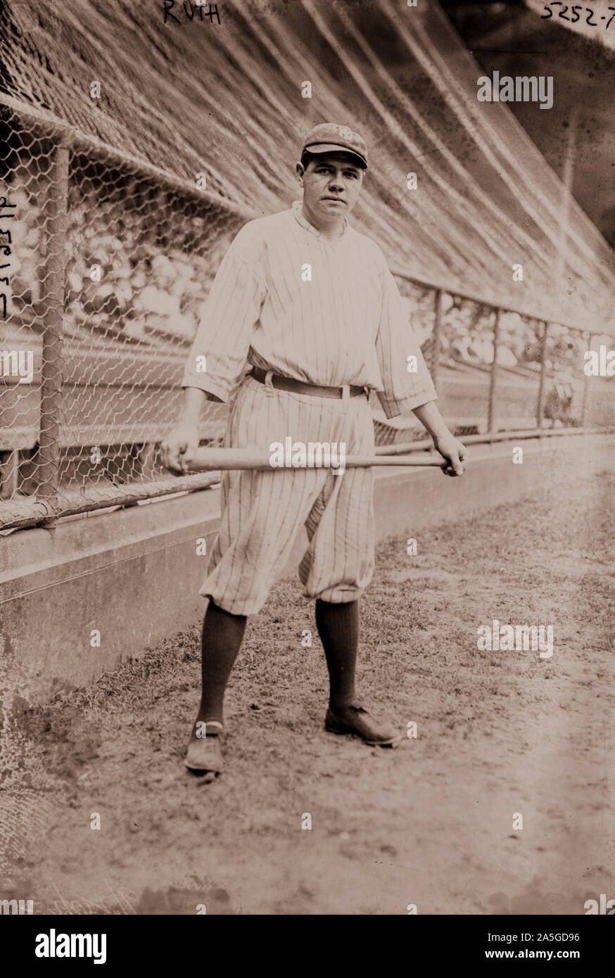 Babe Ruth, of the New York American League baseball team Yankees, leans ...