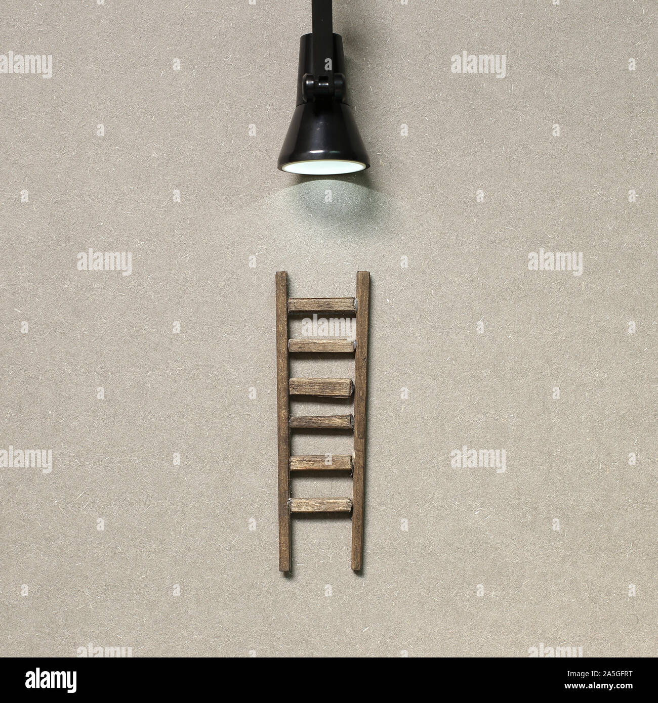 Wooden ladder with lamp light. Development, challenge, success concept ...