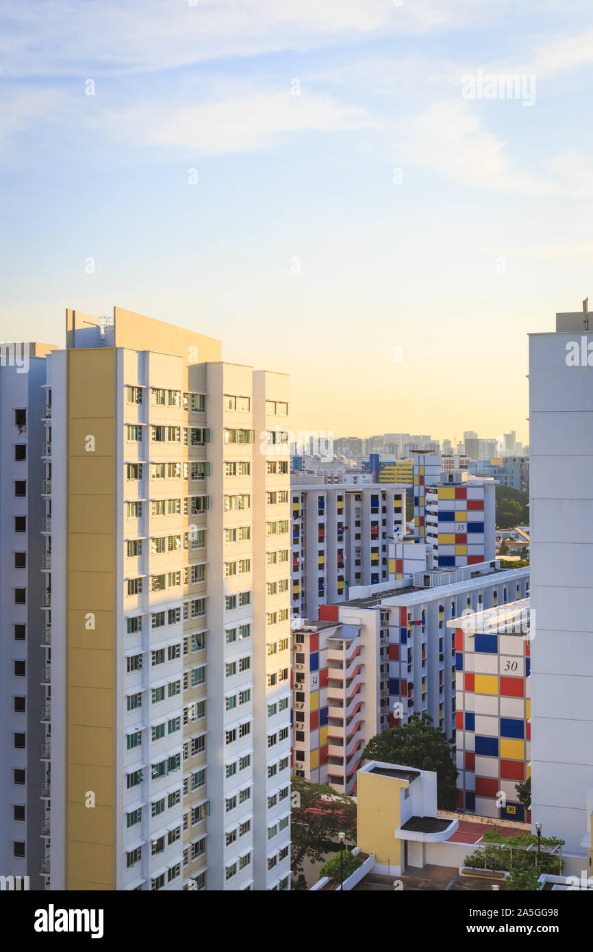 Singapore-04 JUN 2018: Singapore colorful residential building HDB ...