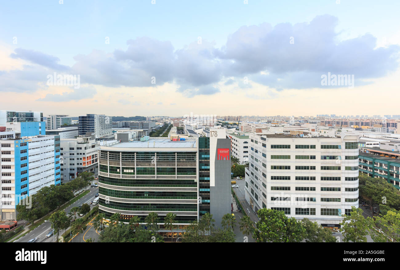 Singapore-06 JUN 2018: Singapore ubi area industry zone aerial view ...